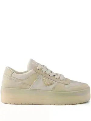 Prada Downtown Bold Re-nylon And Suede Sneakers - Neutrals