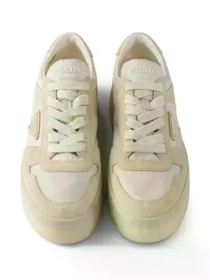 Prada Downtown Bold Re-nylon And Suede Sneakers - Neutrals