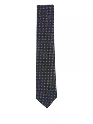 Canali Patterned Silk Neck Tie - Grey