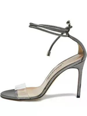 Manolo Blahnik Ankle-strap Leather Sandals - Grey