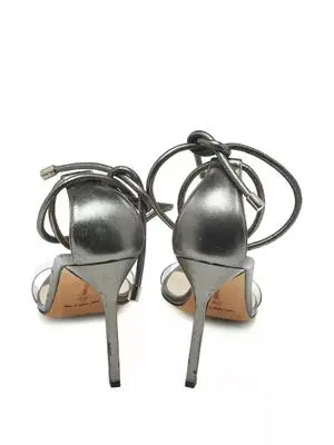 Manolo Blahnik Metallic Leather Ankle Strap Sandals