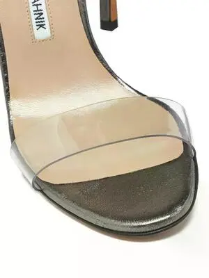 Manolo Blahnik Metallic Leather Ankle Strap Sandals
