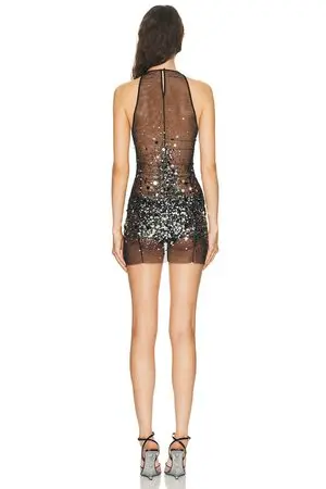 Attico Sequin Mini Dress - Black & Silver