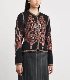 Etro Wool-blend Jacquard Cardigan - Black