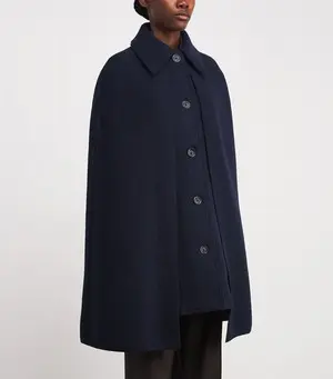 TOTEME Wool Cape Coat With Collar - Navy
