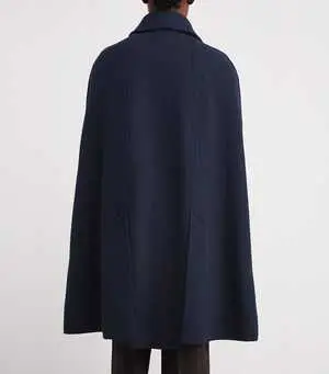 TOTEME Wool Cape Coat With Collar - Navy