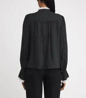 ME+EM Lace-trim Polka Dot Blouse