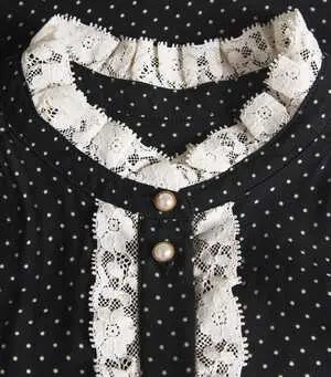 ME+EM Lace-trim Polka Dot Blouse