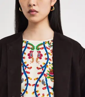 Etro Silk Paisley Print Short Sleeve Blouse