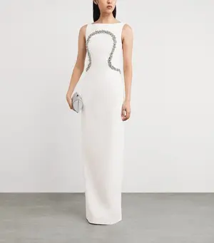 Safiyaa Crystal-embellished Riley Gown - White