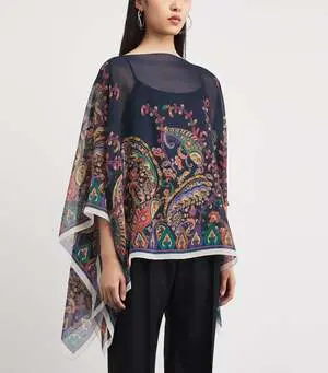 Etro Silk Cape Blouse - Black