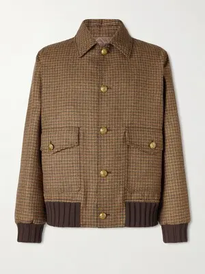 Valentino Garavani Padded Houndstooth Virgin Wool Bomber Jacket