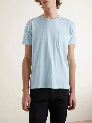 TOM FORD Cotton And Silk-blend Jersey T-shirt - Blue