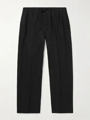 Orlebar Brown Alex Tapered Linen Drawstring Trousers - Black