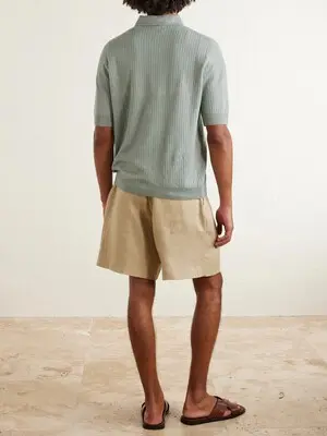LARDINI Straight-leg Pleated Twill Shorts