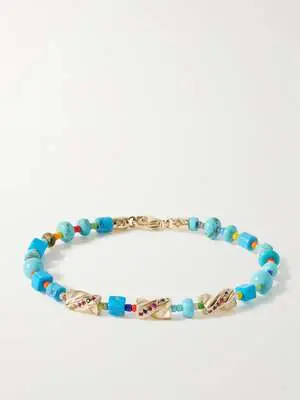 Luis Morais 14-karat Gold Multi-stone Beaded Bracelet - Turquoise