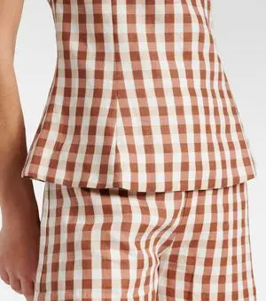 Faithfull The Brand Ana Gingham Linen Top - Brown