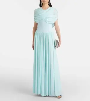 Simkhai Draped Pleated Gown - Blue
