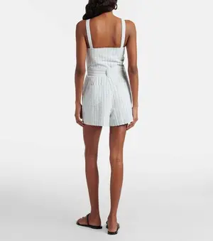 Simkhai Striped Cotton-blend Seersucker Romper