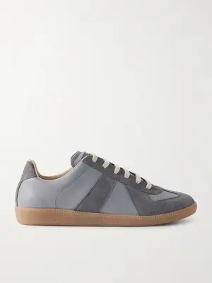 MAISON MARGIELA Replica Leather And Suede Sneakers - Gray