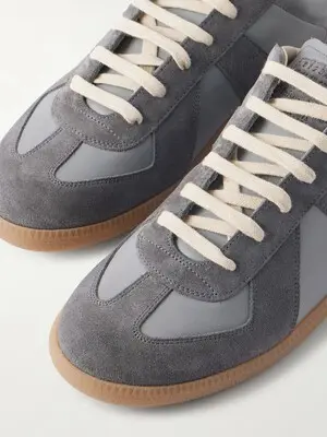 MAISON MARGIELA Replica Leather And Suede Sneakers - Gray