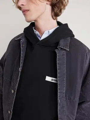 Jacquemus Logo-appliquéd Cotton-jersey Hoodie - Black