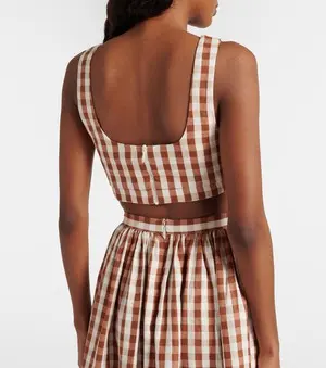 Faithfull The Brand Ida Gingham Linen Crop Top