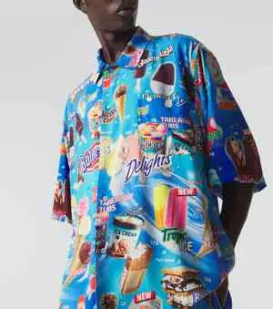 Balenciaga Printed Satin Shirt - Blue