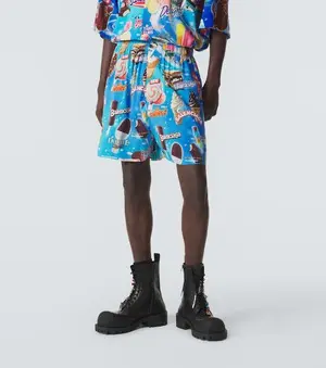 Balenciaga Printed Satin Shorts