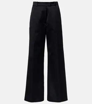 THE FRANKIE SHOP Brickell Satin Wide-leg Pants - Black