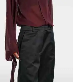 THE FRANKIE SHOP Brickell Satin Wide-leg Pants - Black