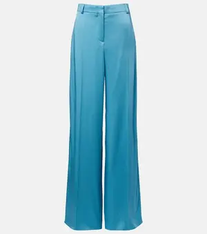 Stella McCartney Satin Wide-leg Pants - Turquoise