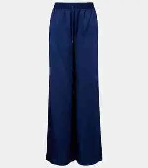 Stella McCartney Satin Wide-leg Pants - Blue
