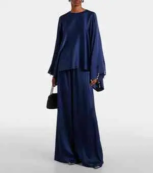 Stella McCartney Satin Wide-leg Pants - Blue