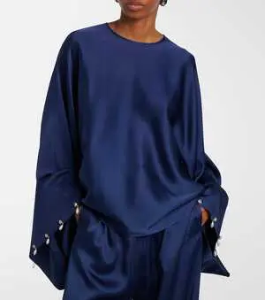 Stella McCartney Faux Pearl-embellished Satin Top