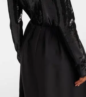 TOTEME Gathered Wool And Silk Midi Skirt