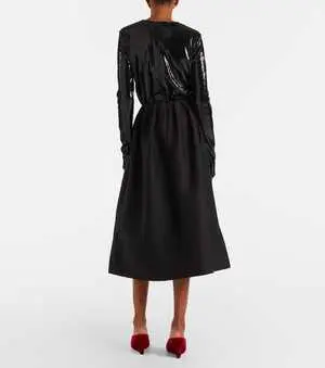 TOTEME Gathered Wool And Silk Midi Skirt