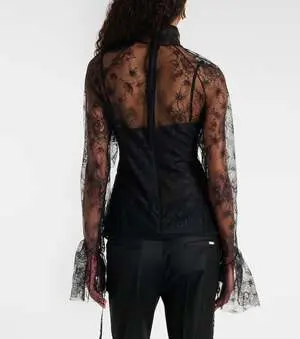 Blumarine Sheer Lace Turtleneck Blouse