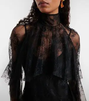 Blumarine Sheer Lace Turtleneck Blouse