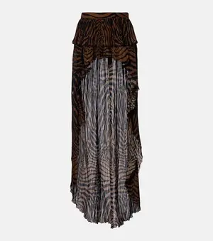 Blumarine Asymmetric Ruffled Printed Miniskirt
