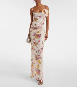 Blumarine Floral-applique Floral Jersey Maxi Dress