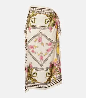 Blumarine Printed Twill Draped Midi Skirt - Multicoloured