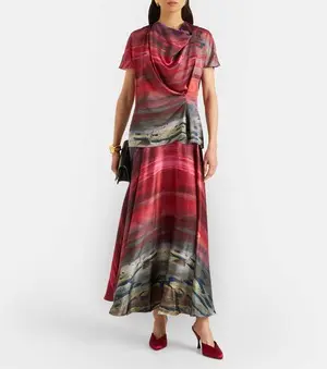ROKSANDA Printed Silk Satin Maxi Skirt - Multicoloured