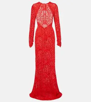 ALEXANDRA MIRO Isabella Lace Maxi Dress - Red