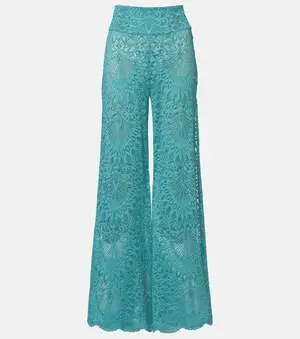 ALEXANDRA MIRO Paloma Lace Wide-leg Pants - Turquoise