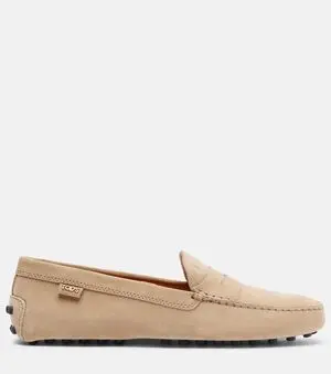 TOD'S Gommino Suede Driving Shoes - Beige
