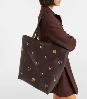Loewe X Louis Wain Puzzle Fold Cats Leather Tote Bag