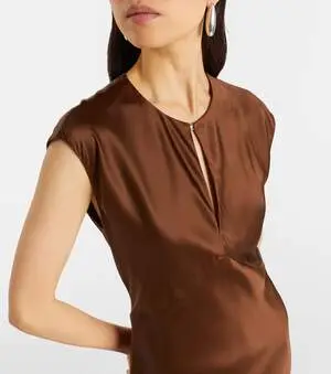 Veronica Beard Nelzy Silk-blend Satin Maxi Dress - Brown