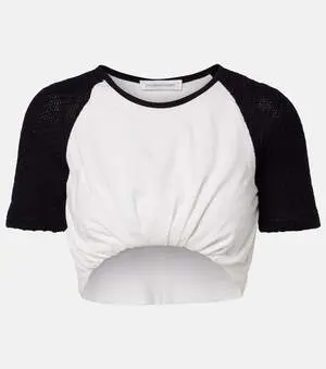 Christopher Esber Gathered Cotton Jersey Crop Top