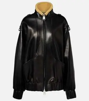 Khaite Sigi Shearling-trimmed Leather Jacket